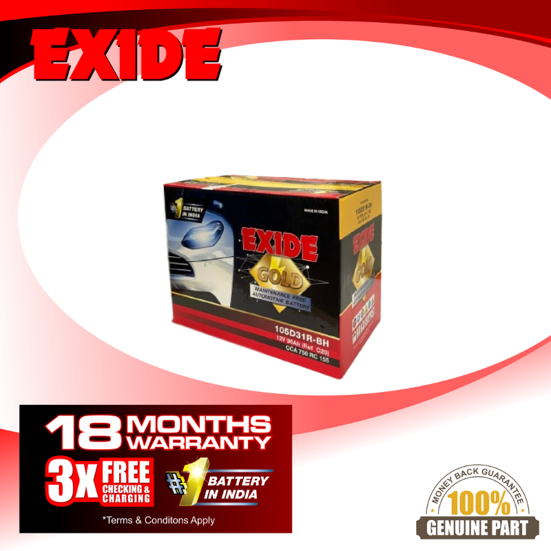 EXIDE Gold 105D31R-BH - India No.1 Battery - 18 Months Warranty - 3x ...